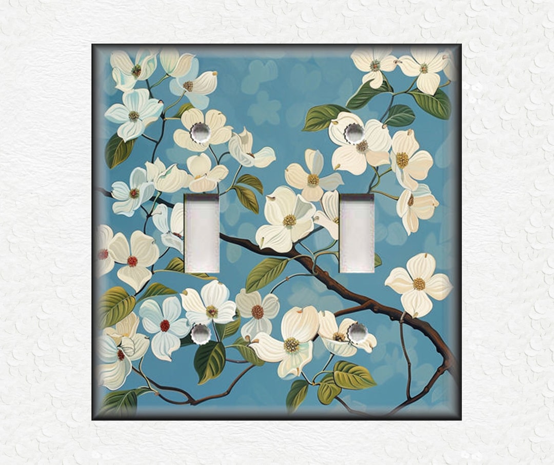 Blue Cream Dogwood Tree Branches - Metal Switch Plate Covers and Outlet ...