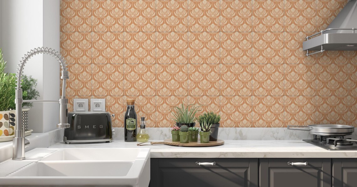 Peach Decorative Ceramic Tile - Peach Kitchen Tile Backsplash ...