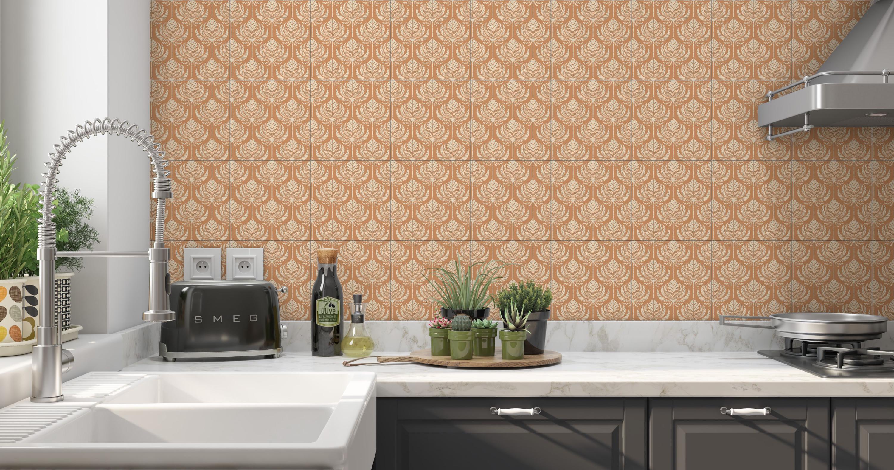 Peach Decorative Ceramic Tile - Peach Kitchen Tile Backsplash ...