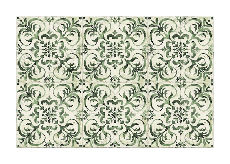 Green Patterned Ceramic Tile - Green Kitchen Backsplash - Unique ...