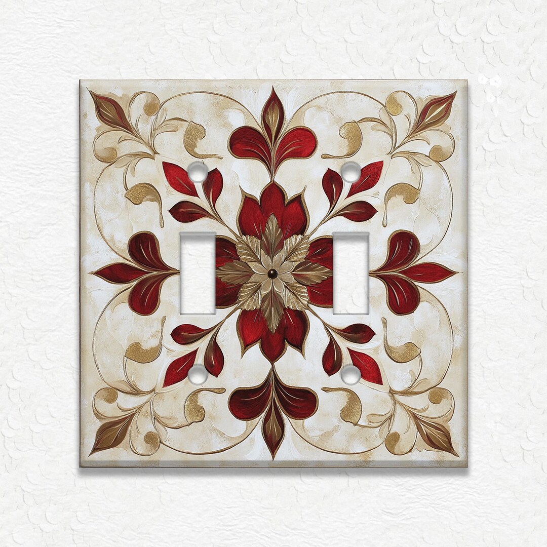 Antique Red Metal Switch Plate and Outlet Covers Unique Light Switch ...