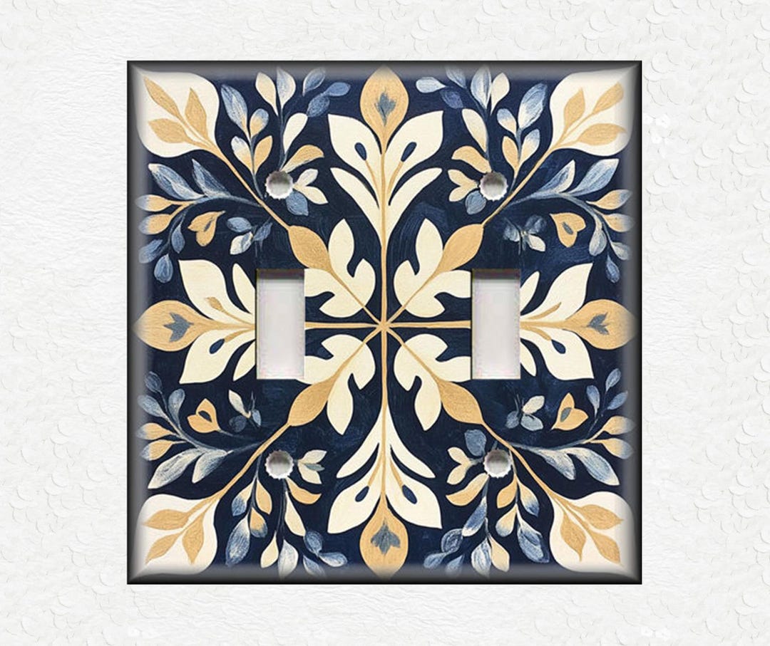 Dark Navy Blue Metal Light Switch Covers Art Design Decorative Outlet ...