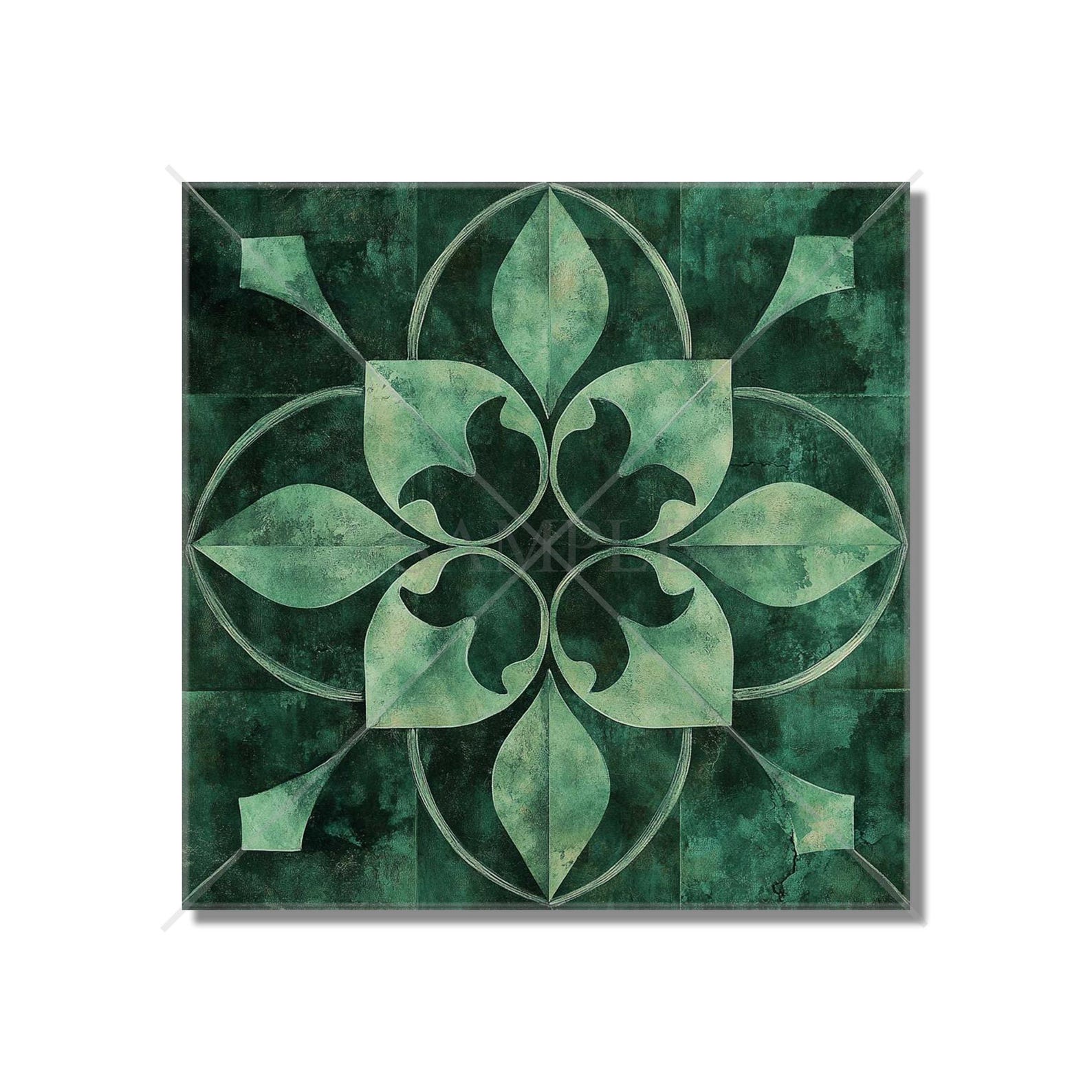 Dark Emerald Green Ceramic Tile - Vintage Aged Design Tile - Unique ...