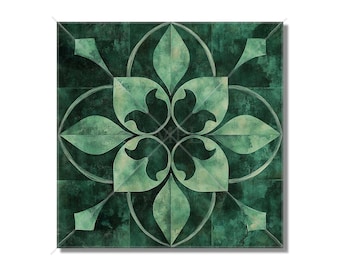 Green Ceramic Tile Vintage Design Tile - Unique Green Kitchen ...