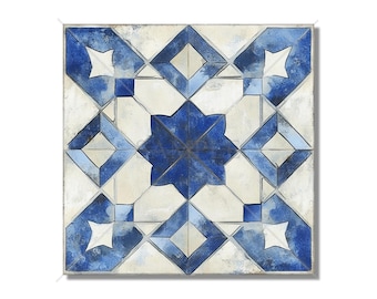 Blue and White Patterned Ceramic Tile - Unique Kitchen Backsplash Tile ...