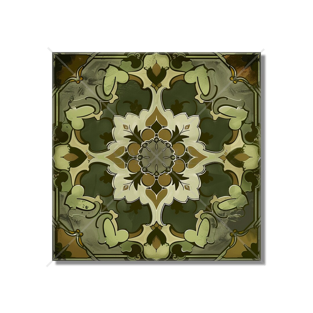 Green Tones Moroccan Ceramic Tile Design - Green Kitchen Backsplash ...
