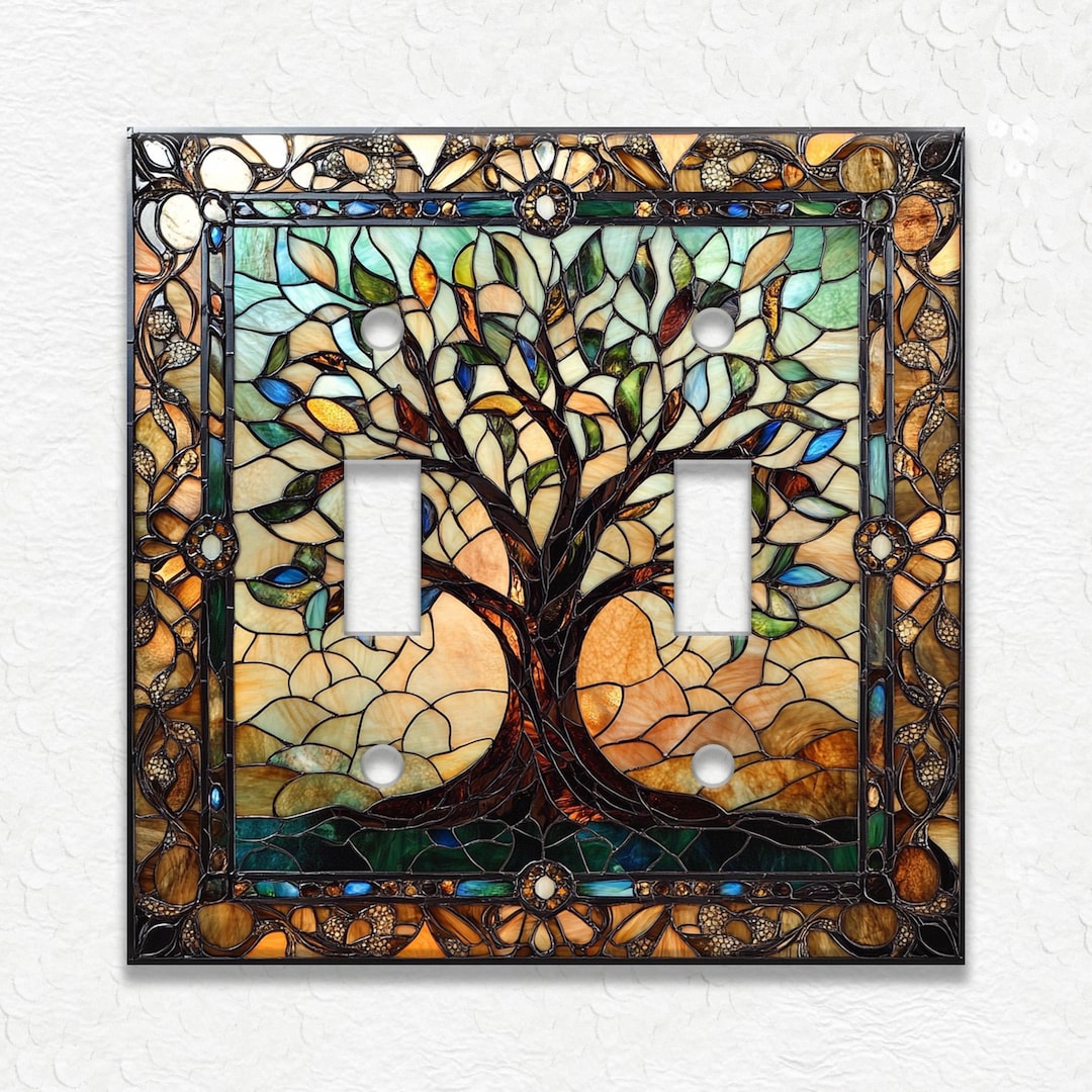 Decorative Light Switch Plate Covers Stained Glass Tree Design ...