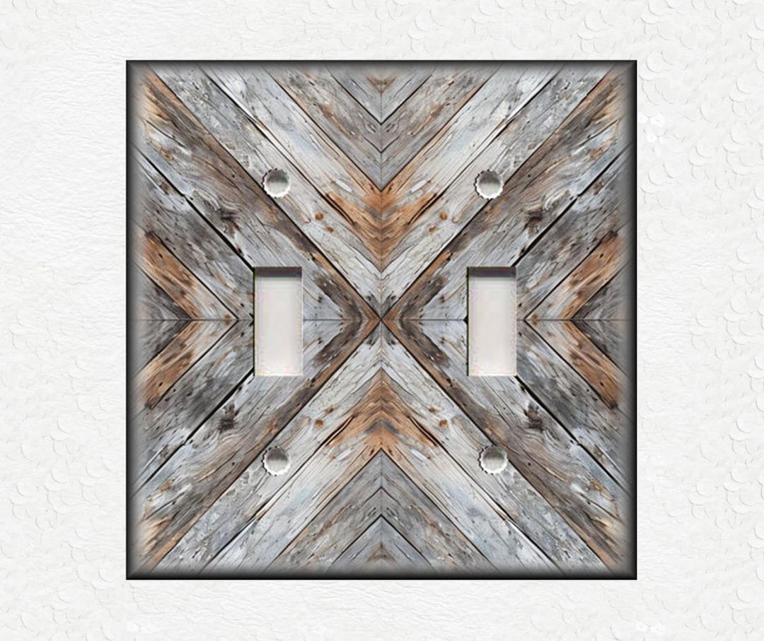 Farmhouse Decor Rustic Wood Design Switch Plates Metal Switch Plate ...