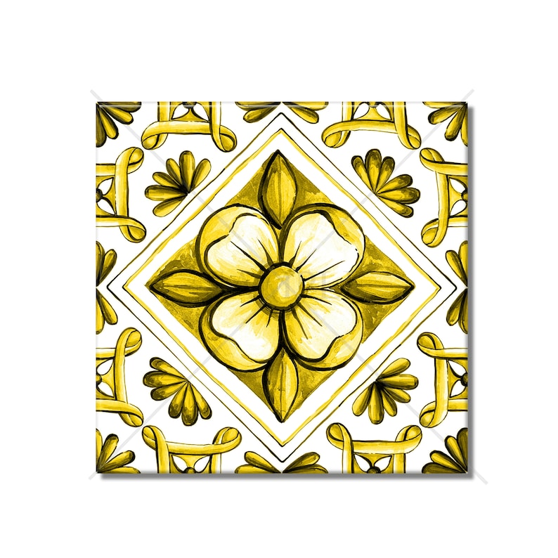 Yellow Flower Ceramic Tile - Flower Design Ceramic Tile Kitchen ...