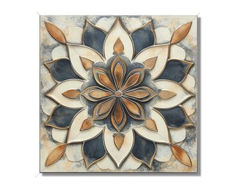 Gray and Copper Vintage Moroccan Design Patterned Ceramic Tiles ...