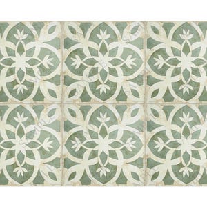 Sage Green Patterned Ceramic Tile - Green Kitchen Backsplash - Unique ...
