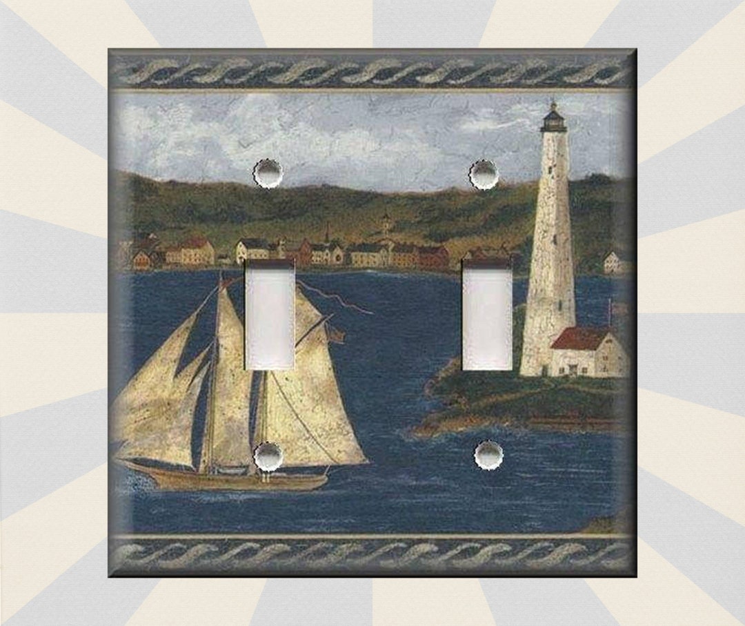 Beach Lighthouse Switch Plate - Metal Light Switch Plate Cover - Beach ...