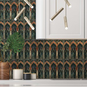 Green Copper Ceramic Tile Moroccan Kitchen Backsplash Tile - Bathroom ...