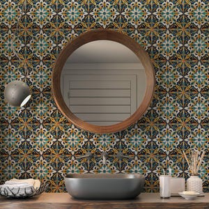 Blue Yellow Orange Backsplash Tile Vintage Moroccan Tile Design Kitchen ...