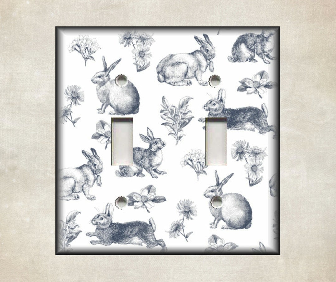 Bunny Rabbits Blue Grey White Decorative Switch Plates and Outlet ...