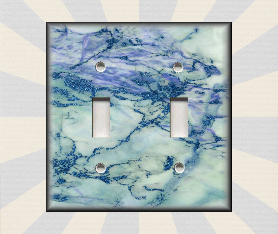 Purple and Blue Multi Marble Print Design Home Decor Metal Light Switch ...