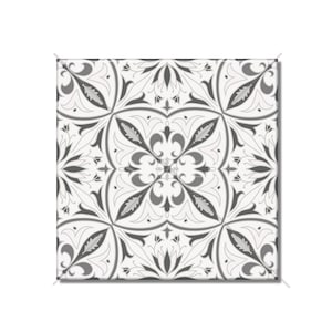 Grey and White Patterned Ceramic Tile Kitchen Backsplash Tile ...