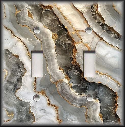 Grey White Quartz Marble Design Metal Light Switch Plate Covers ...