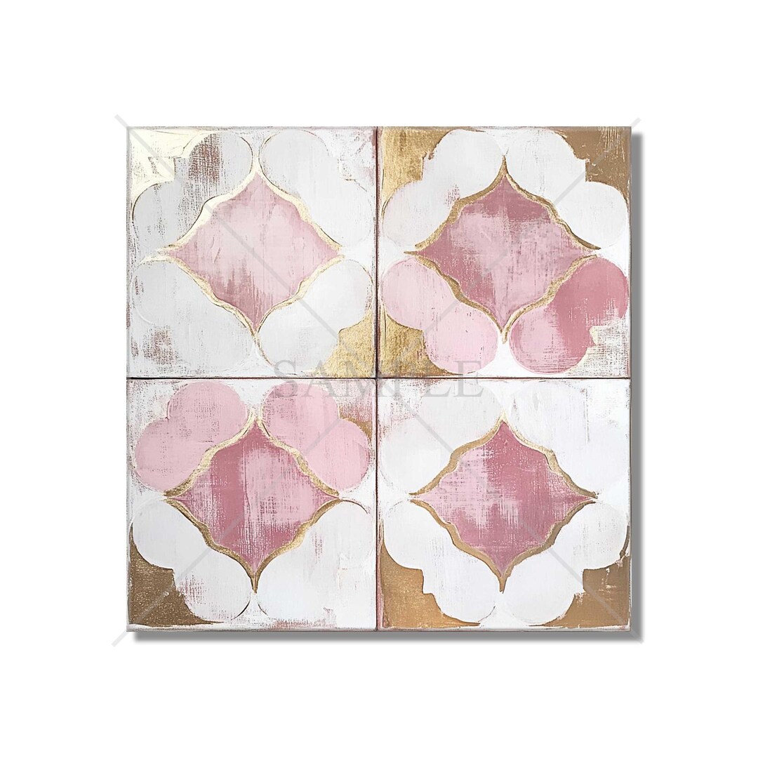 Pink Geometric Ceramic Tile Pink and White Kitchen Backsplash Tile ...