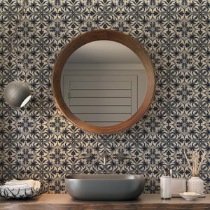 Blue Gray Beige Ceramic Tile - Patterned Tile Backsplash - Blue Kitchen ...