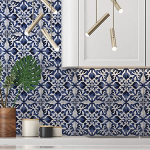 Navy Blue Ceramic Tile - Vintage Moroccan Tile Design - Kitchen ...