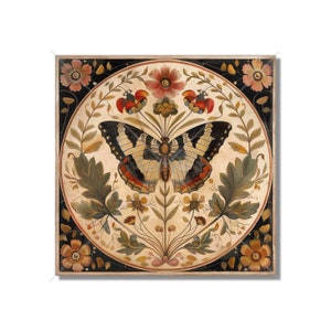 Vintage Botanical Butterfly Design Ceramic Tile - Kitchen Backsplash ...