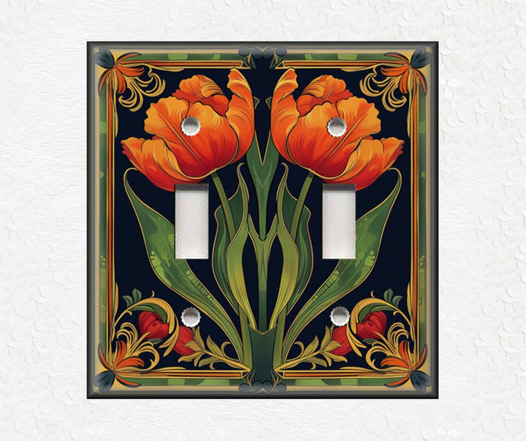 Red Orange Floral Switch Plate Covers and Outlet Covers - Unique Light ...