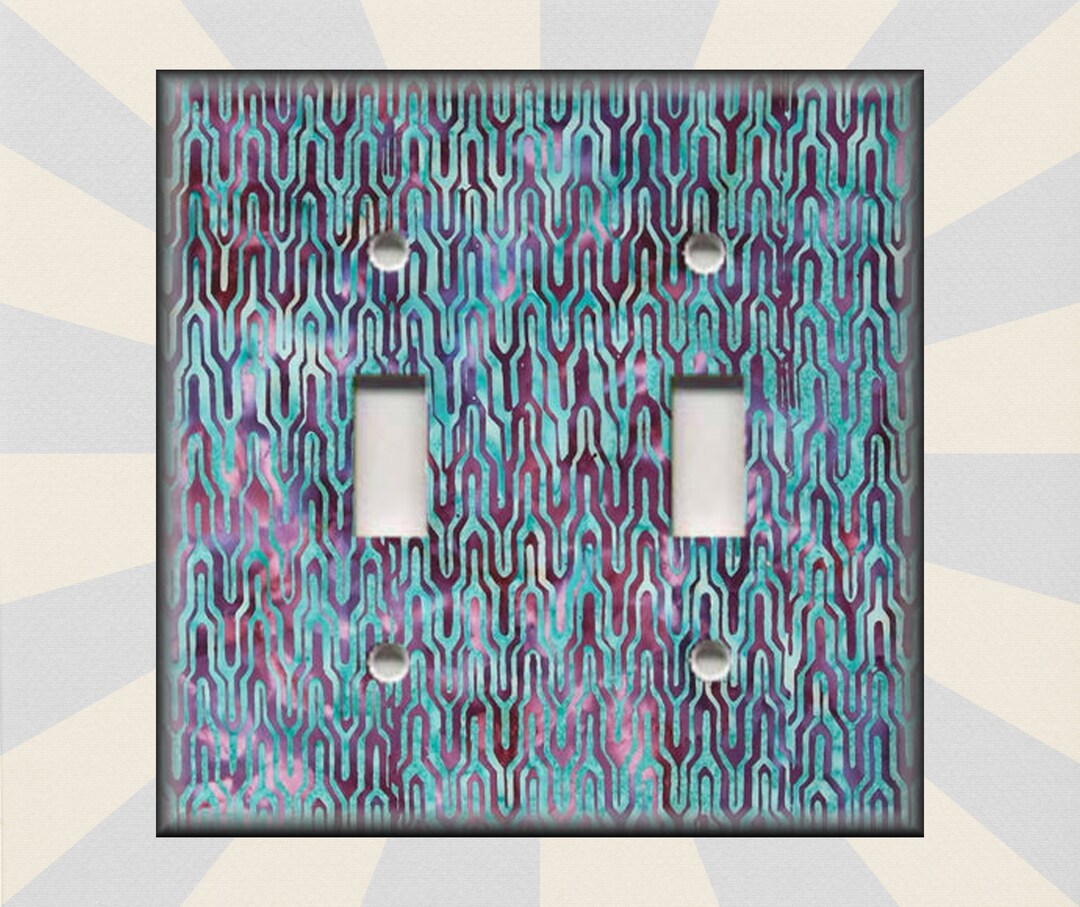 Batik Pattern Decor Aqua Purple - Metal Light Switch Plate Cover - Home ...