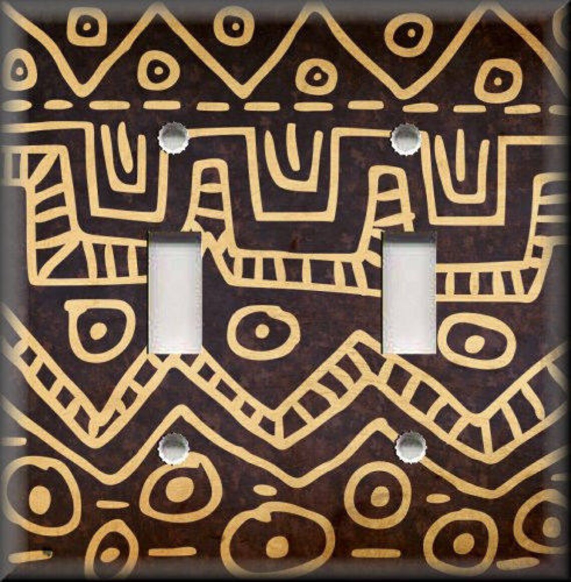 African Home Decor - Brown Tribal Print Tribal Metal Light Switch Plate ...