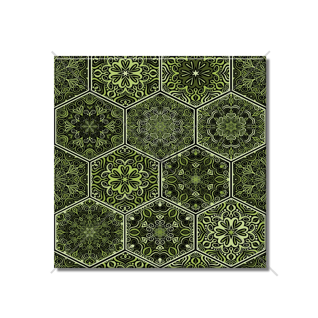 Green Hexagon Patchwork Mixed Designs Ceramic Tile Mixed Ceramic ...