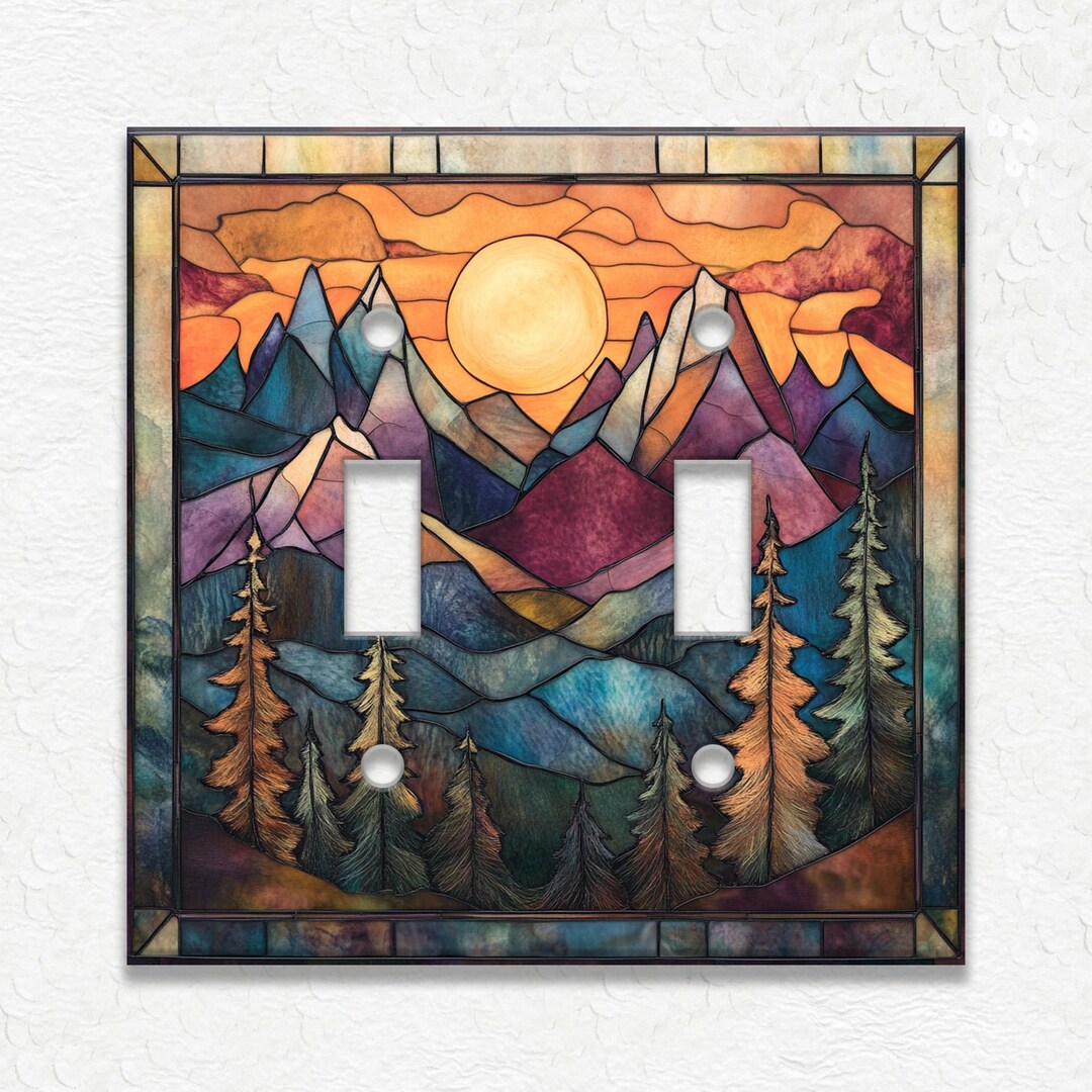 Decorative Switch Plate Covers Stained Glass Mountain Landscape Light ...