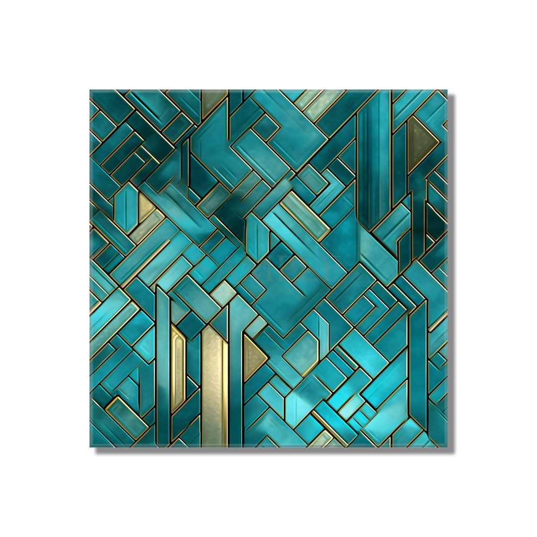 Ceramic Tile Art Deco Design Turquoise Blue Kitchen Backsplash Tile ...