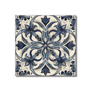 Blue Gray Beige Ceramic Tile - Patterned Tile Backsplash - Blue Kitchen ...