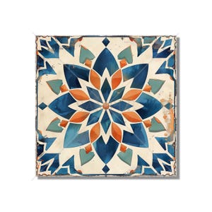 Blue Orange Beige Backsplash Tile Vintage Moroccan Tile Design Kitchen ...