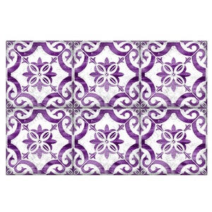 Purple Decorative Ceramic Tile - Vintage Moroccan Design Ceramic ...