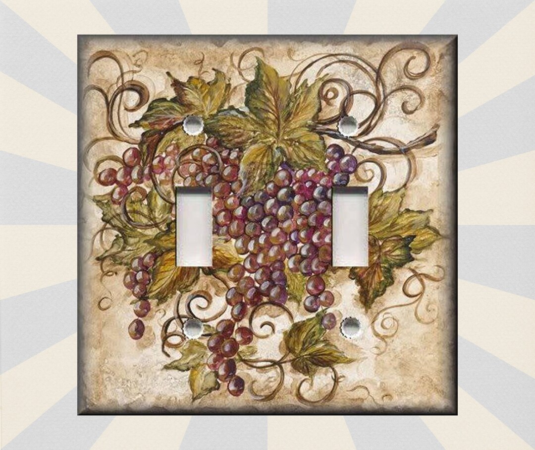 Grapes Design Light Switch Cover - Tuscan Kitchen Decor Red Tuscan ...