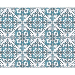 Vintage Moroccan Tile Design Blue Grey White Backsplash Tile Kitchen ...