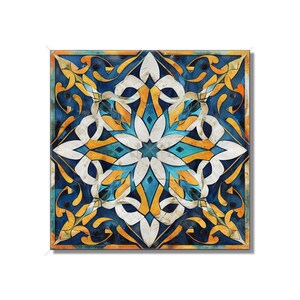 Blue Yellow Orange Backsplash Tile Vintage Moroccan Tile Design Kitchen ...