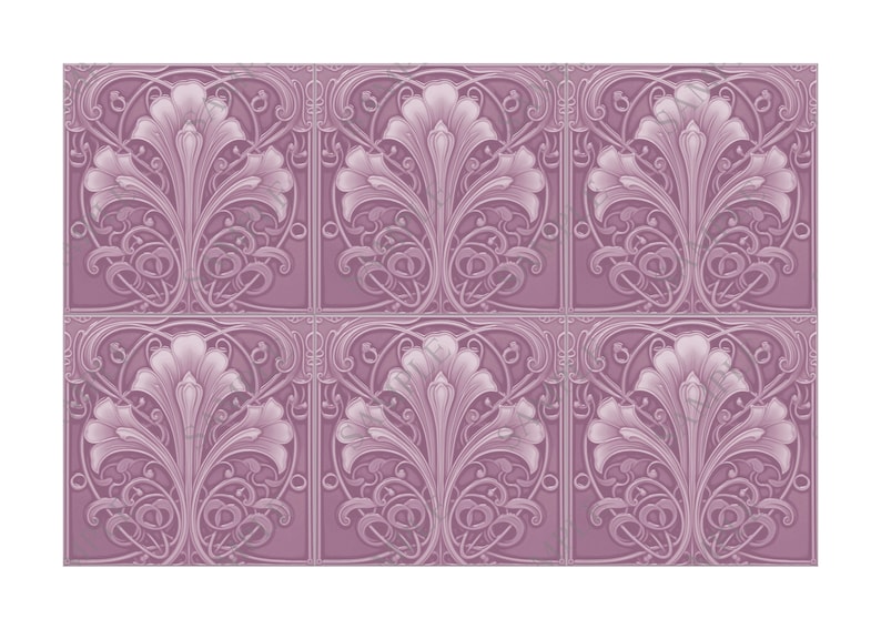 Ceramic Tile Kitchen Backsplash Tile Lavender Mauve Vintage Art Nouveau ...