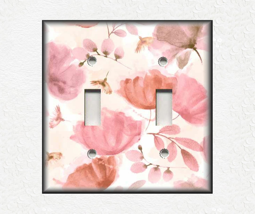 Pink and Coral Flowers Switch Plate Cover - Decorative Matching Switch ...