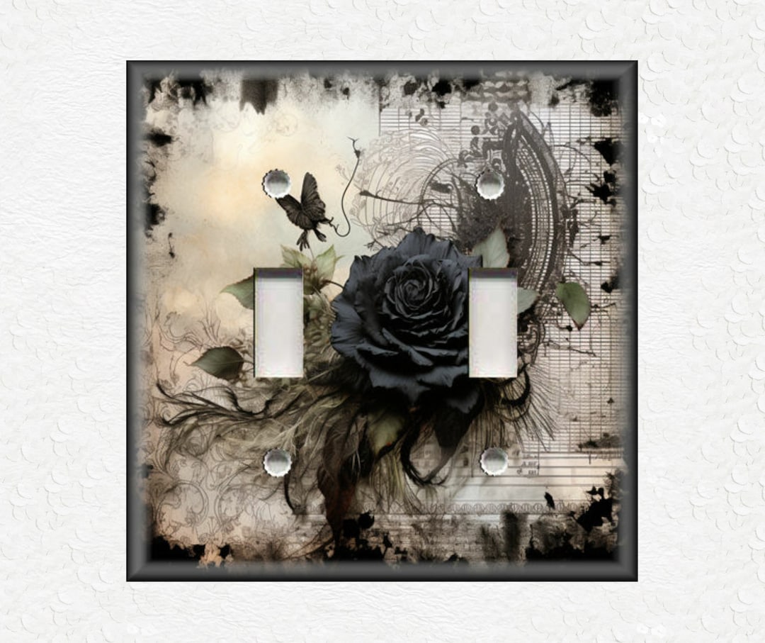 Gothic Design Light Switch Covers and Outlet Covers - Black Rose Design ...