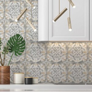 Gray Tan Decorative Ceramic Tile - Kitchen Tile Grey Backsplash ...