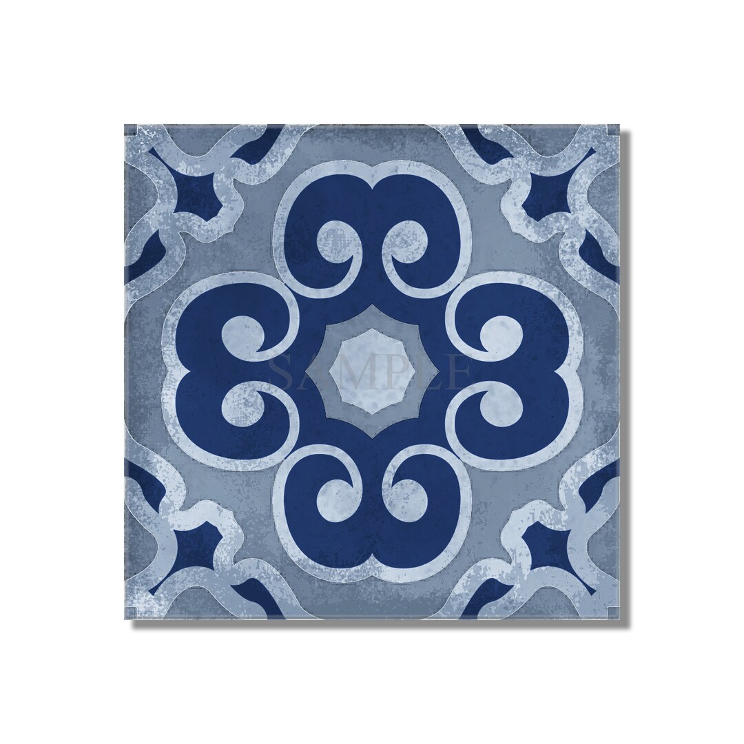 Ceramic Tile Kitchen Backsplash Tile Vintage Navy Blue - Bathroom Tile ...