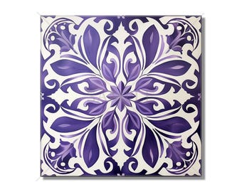 Purple Patterned Ceramic Tile - Purple Kitchen Backsplash Tile ...
