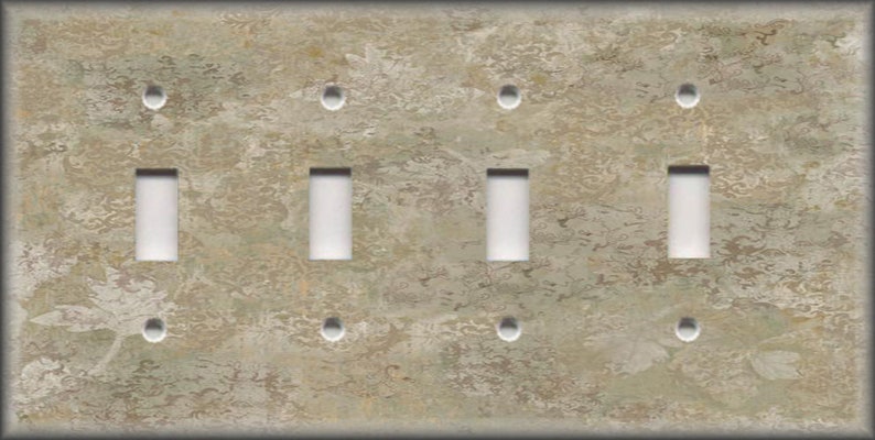 Stone Pattern Rustic Decor Stone With Leaves - Metal Switch Plate ...
