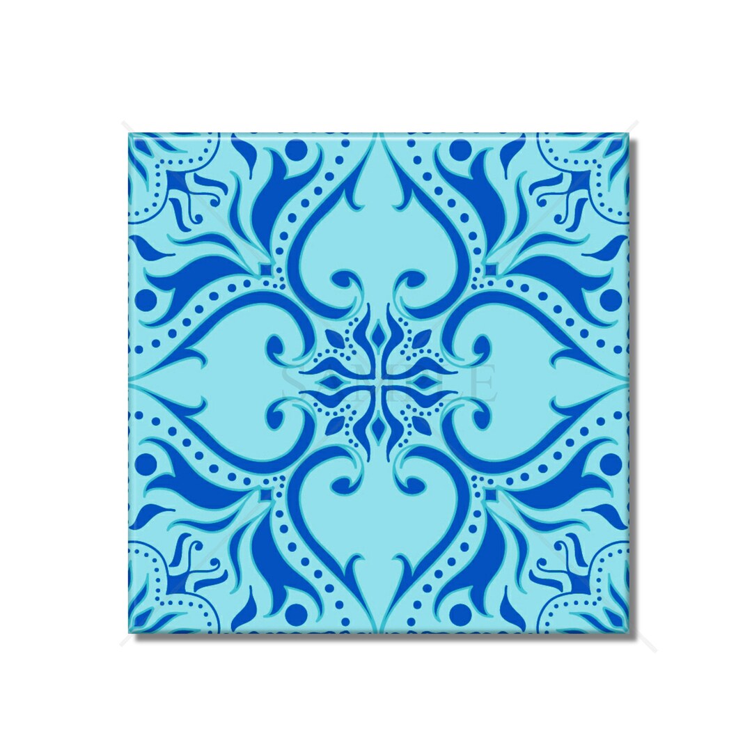Blue Vintage Patterned Ceramic Tile Design Kitchen Backsplash Tile ...