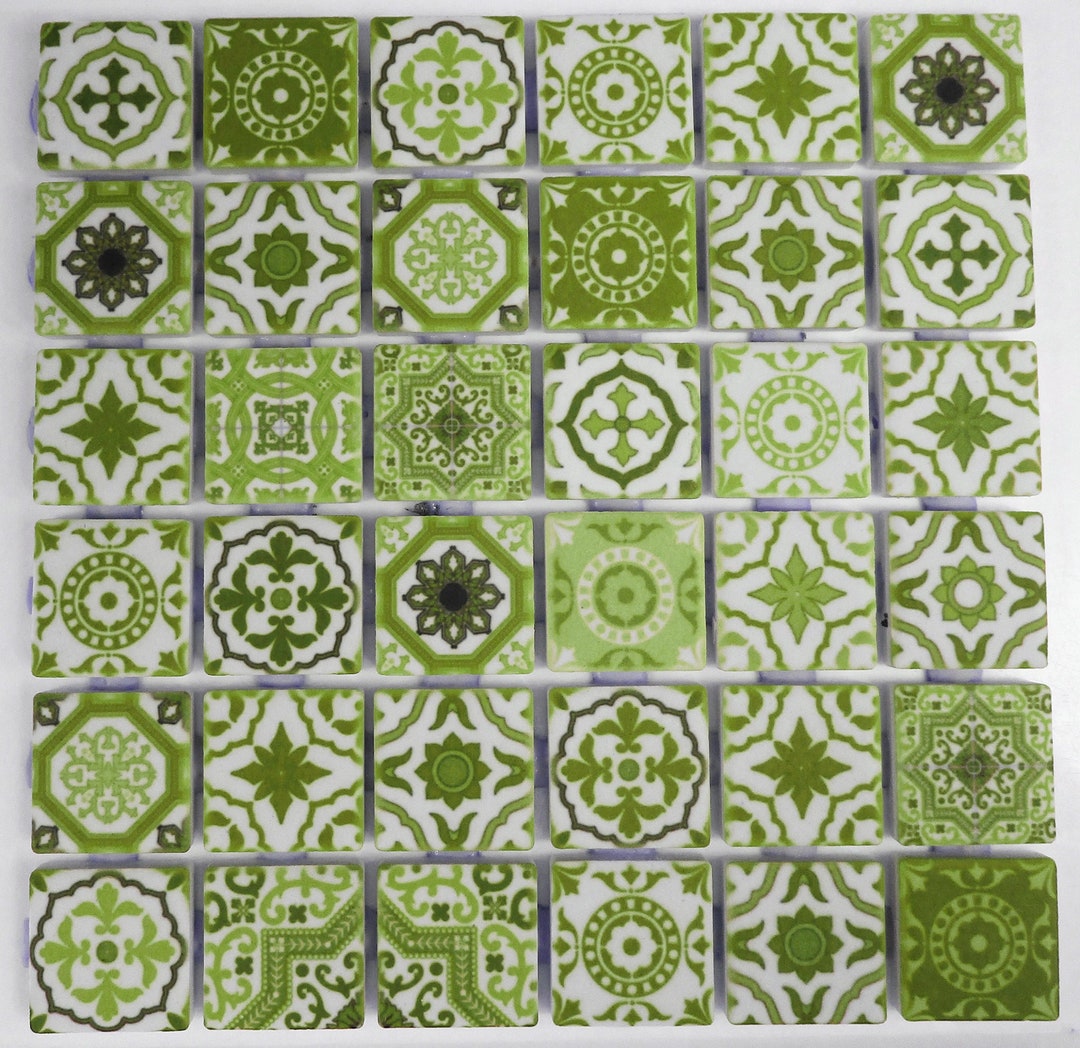 Lime Green Mix Medallions Moroccan Tile Backsplash Patchwork Tile ...