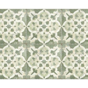 Sage Green Patterned Ceramic Tile - Green Kitchen Backsplash - Unique Ceramic Tiles - Green ...
