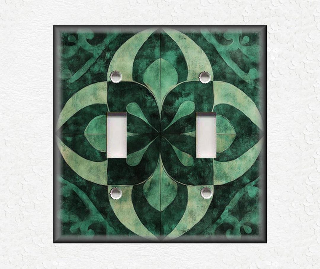 Green Metal Light Switch Covers and Outlet Covers - Patterned Art ...