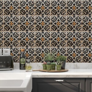 Rustic Black and Tan Ceramic Tile - Patterned Tile Backsplash - Kitchen ...